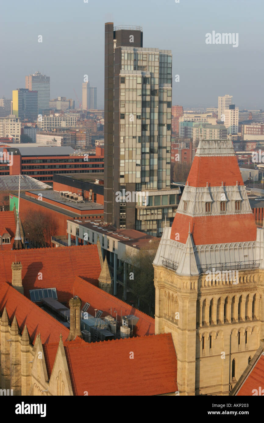 Aerial view of University of Manchester UK campus looking north east ...