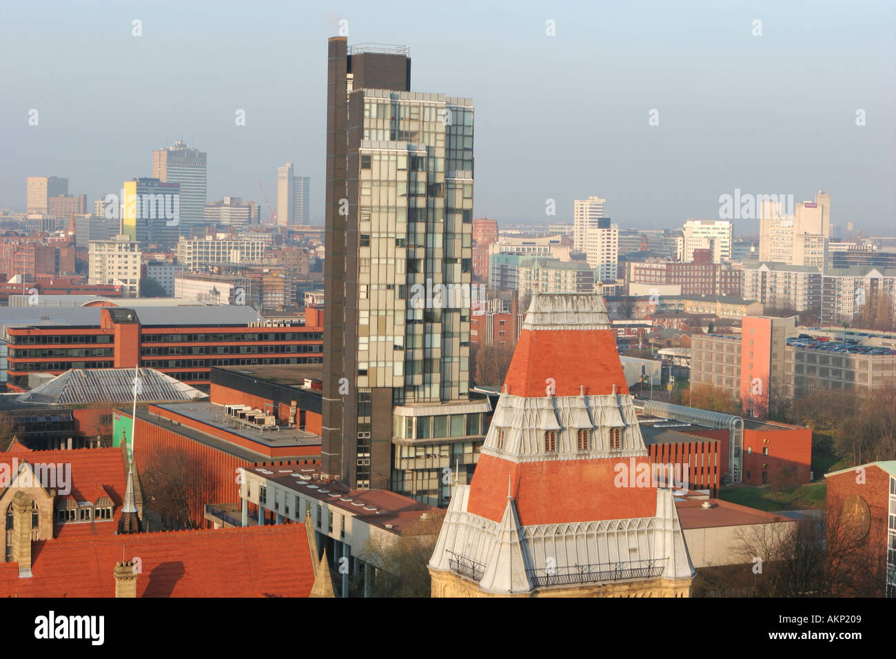 Aerial view of University of Manchester UK campus looking north east ...