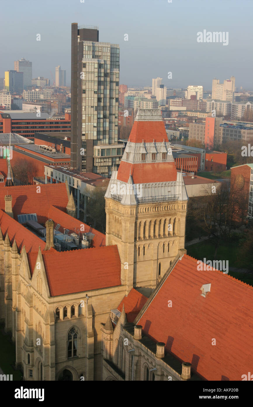 Aerial view of University of Manchester UK campus looking north east ...