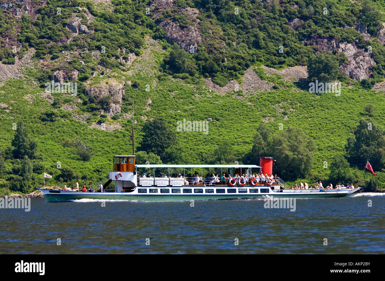 Ullswater Steamer ferry carrying passengers across the Lake. Ullswater ...