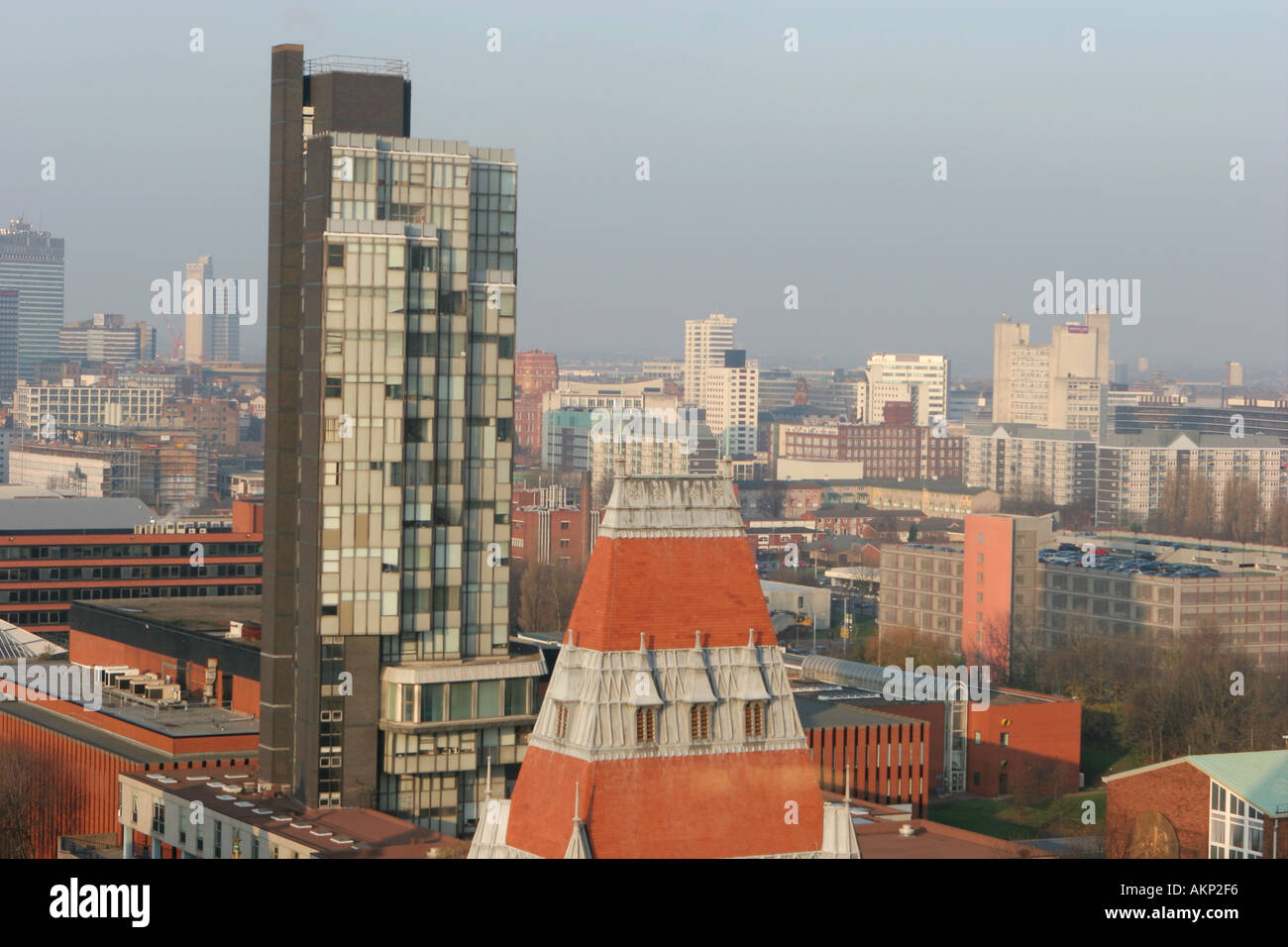 Aerial view of University of Manchester UK campus looking north east ...