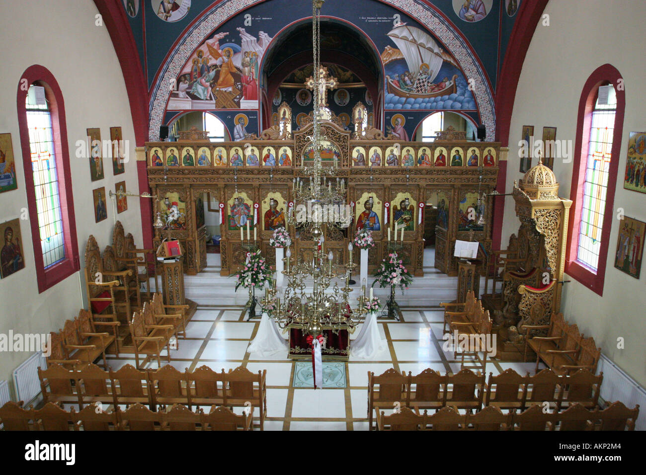 Interior aerial image of a typical UK Greek Orthodox church in Cardiff ...