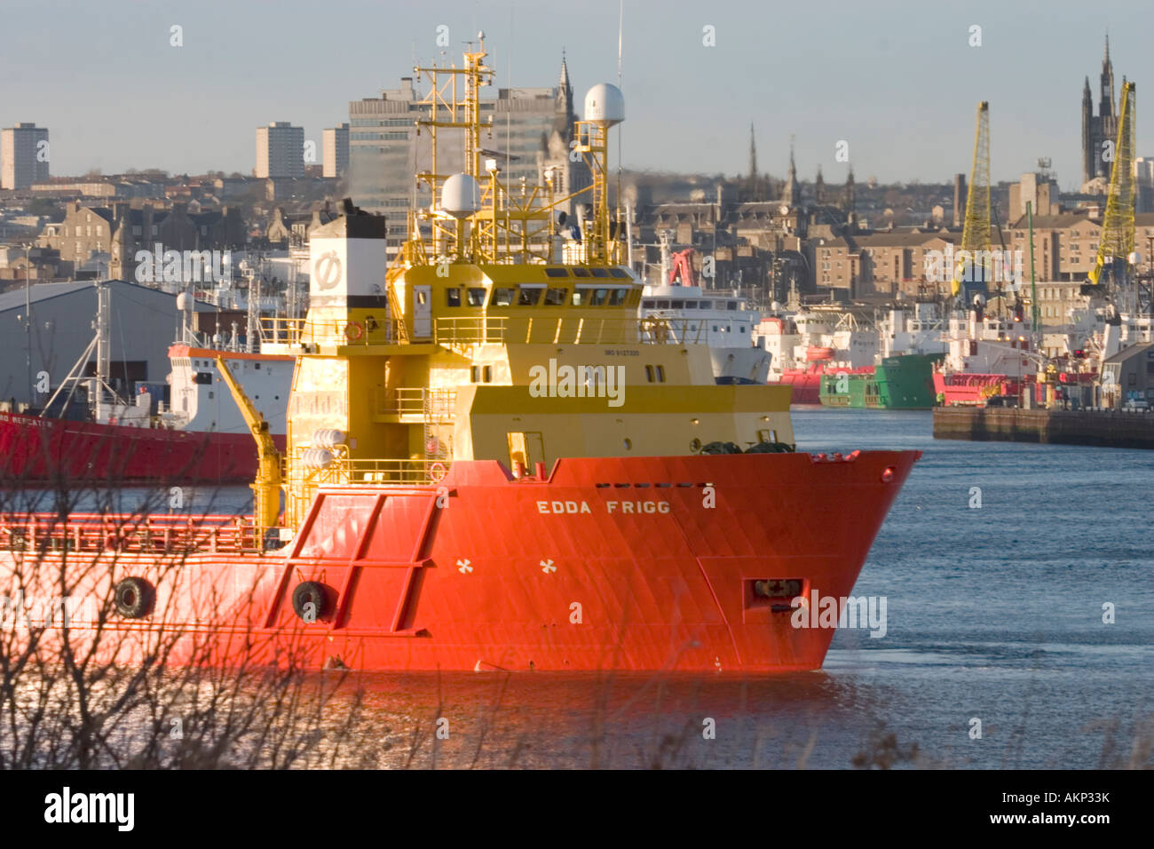 Oil Support vessel in Aberdeen Harbour, Scotland Stock Photo - Alamy