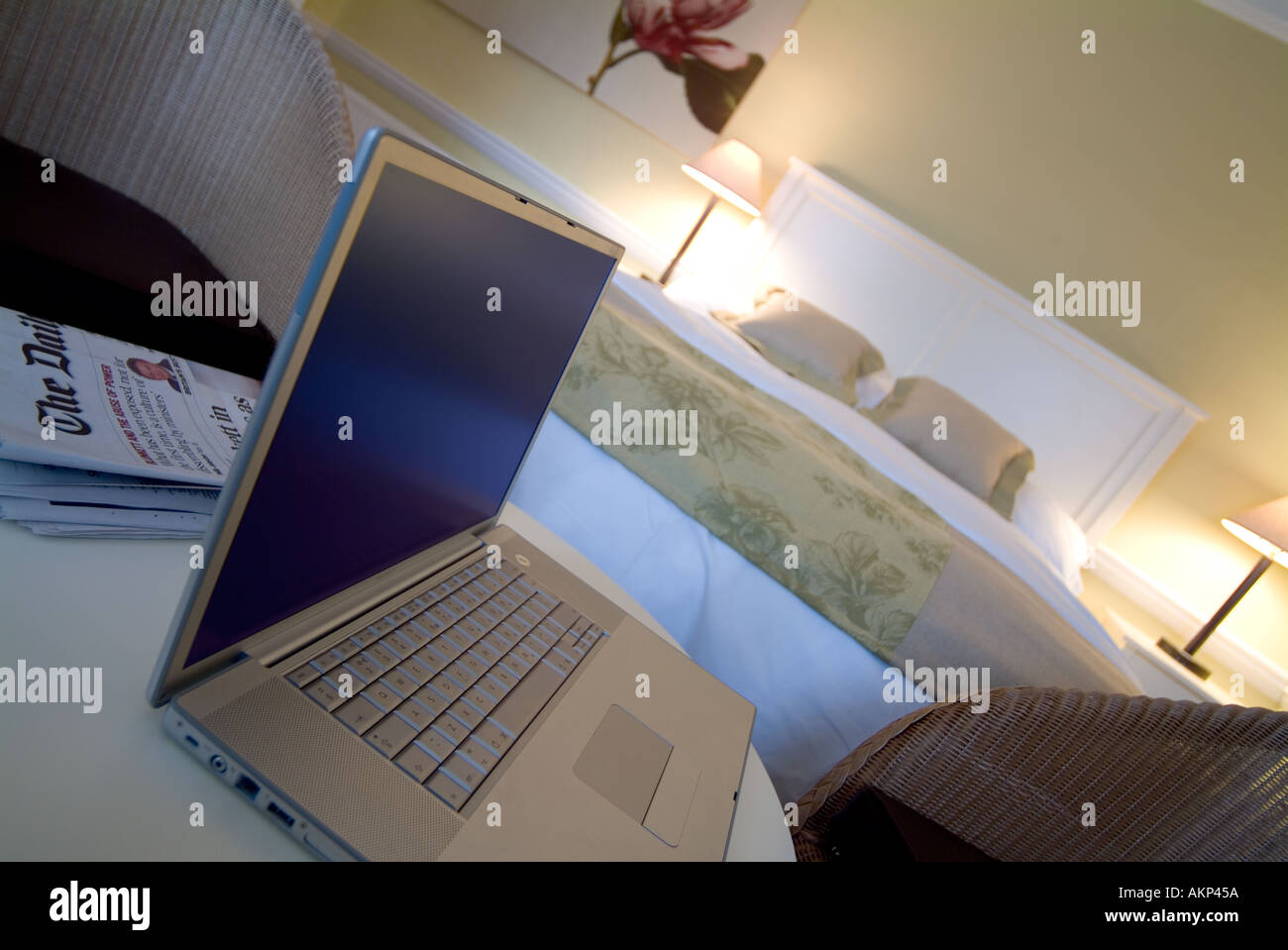 Working on a laptop in a hotel room Stock Photo - Alamy