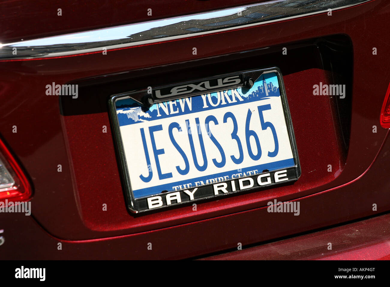 The license plate of a Lexus which reads "Jesus 365 Stock Photo - Alamy