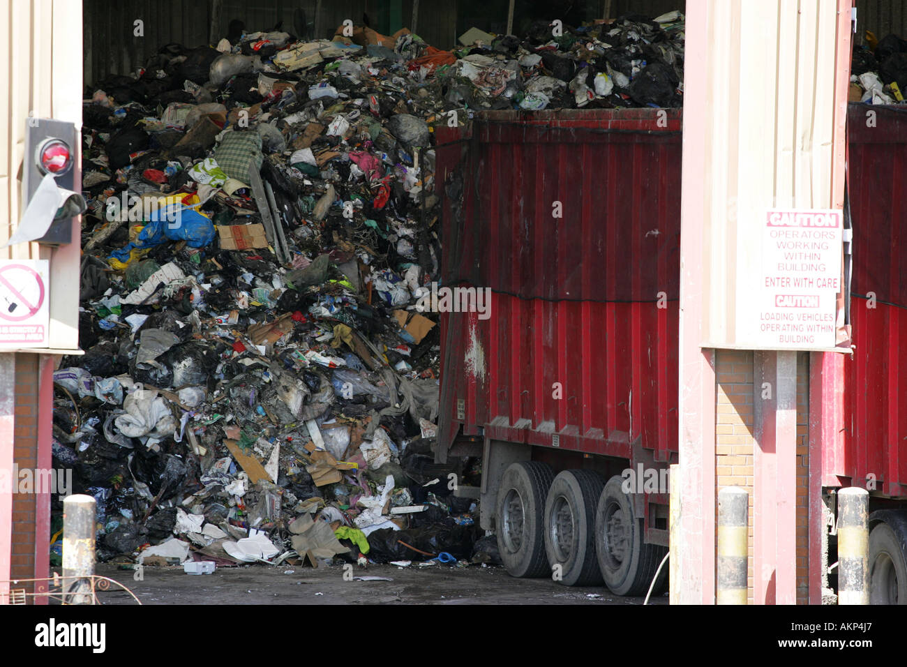 Close up of a truck lorry working at a local council civic amenity ...