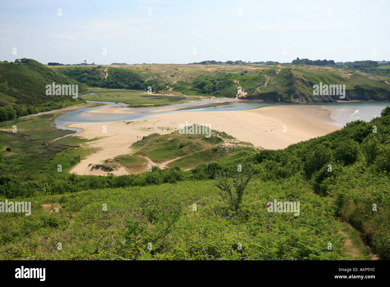 Three Cliffs Bay and the Pennard Burrows viewed from Penmaen Burrows ...