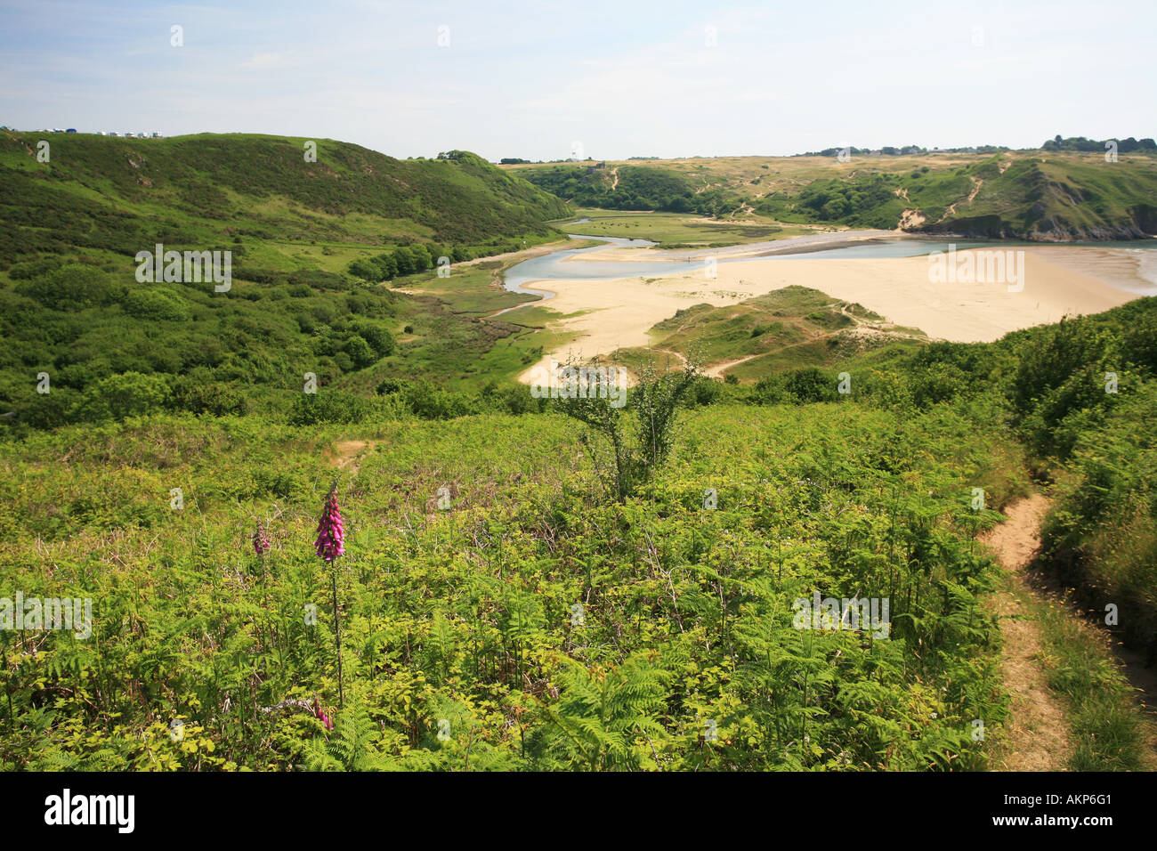 Three Cliffs Bay and the Pennard Burrows viewed from Penmaen Burrows ...