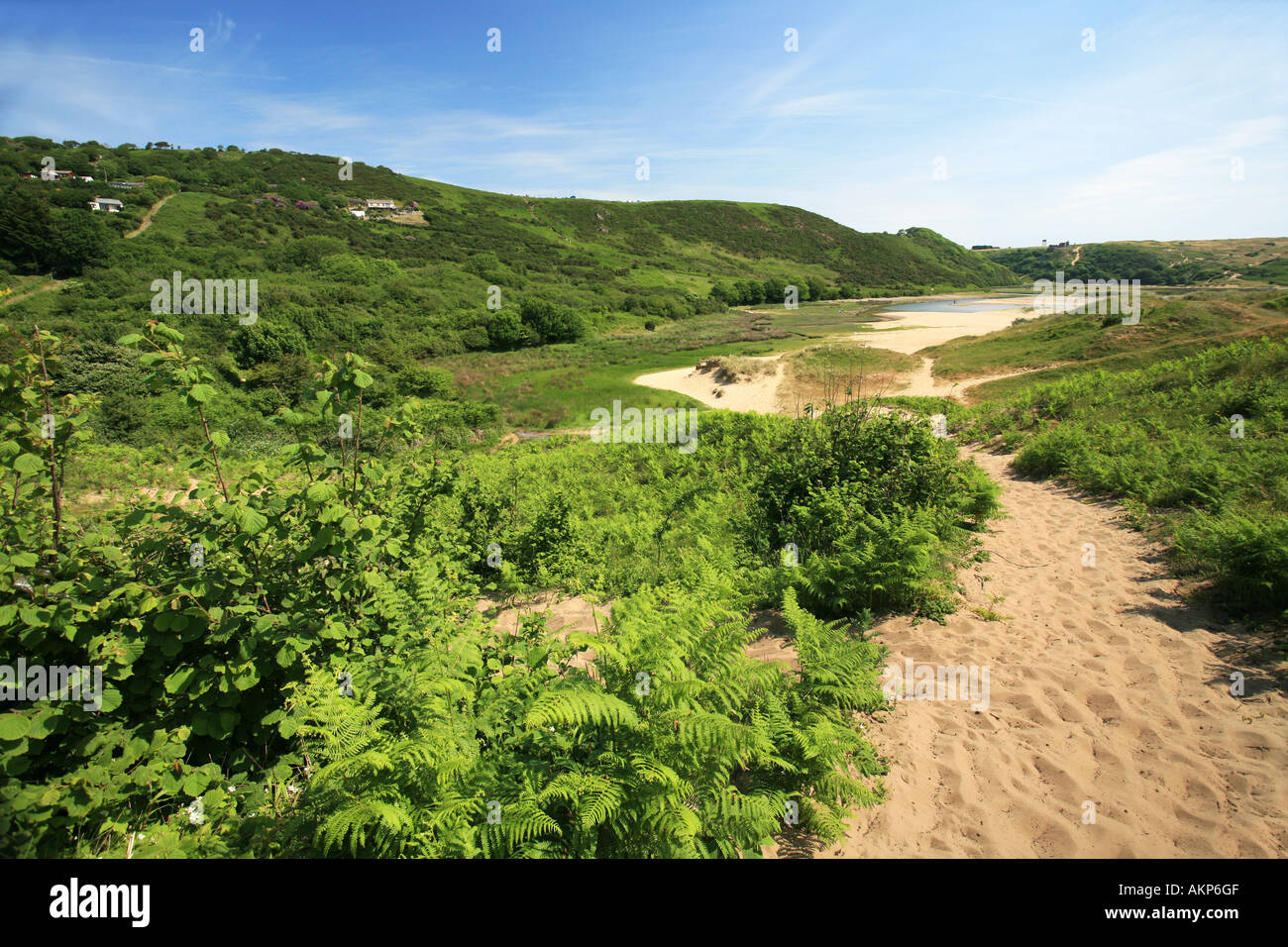 Three Cliffs Bay and the Pennard Burrows viewed from Penmaen tourist ...