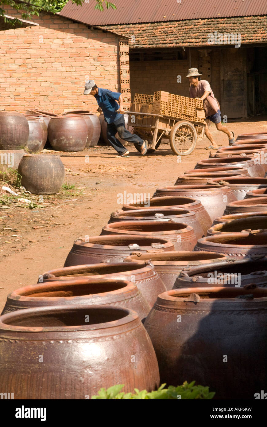 Mekong Delta brick and ceramic jar factory in village along Dong Nai ...