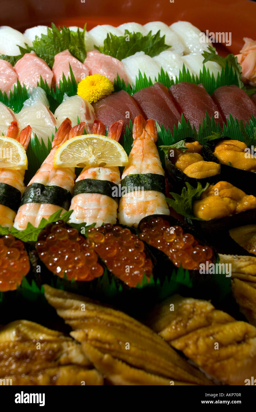Sushi set prepared and delivered to private house by local restaurant ...