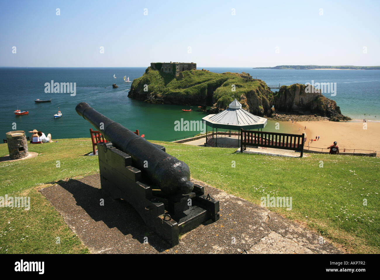 St Catherine's island and fort with Tenby's south beach viewed from ...