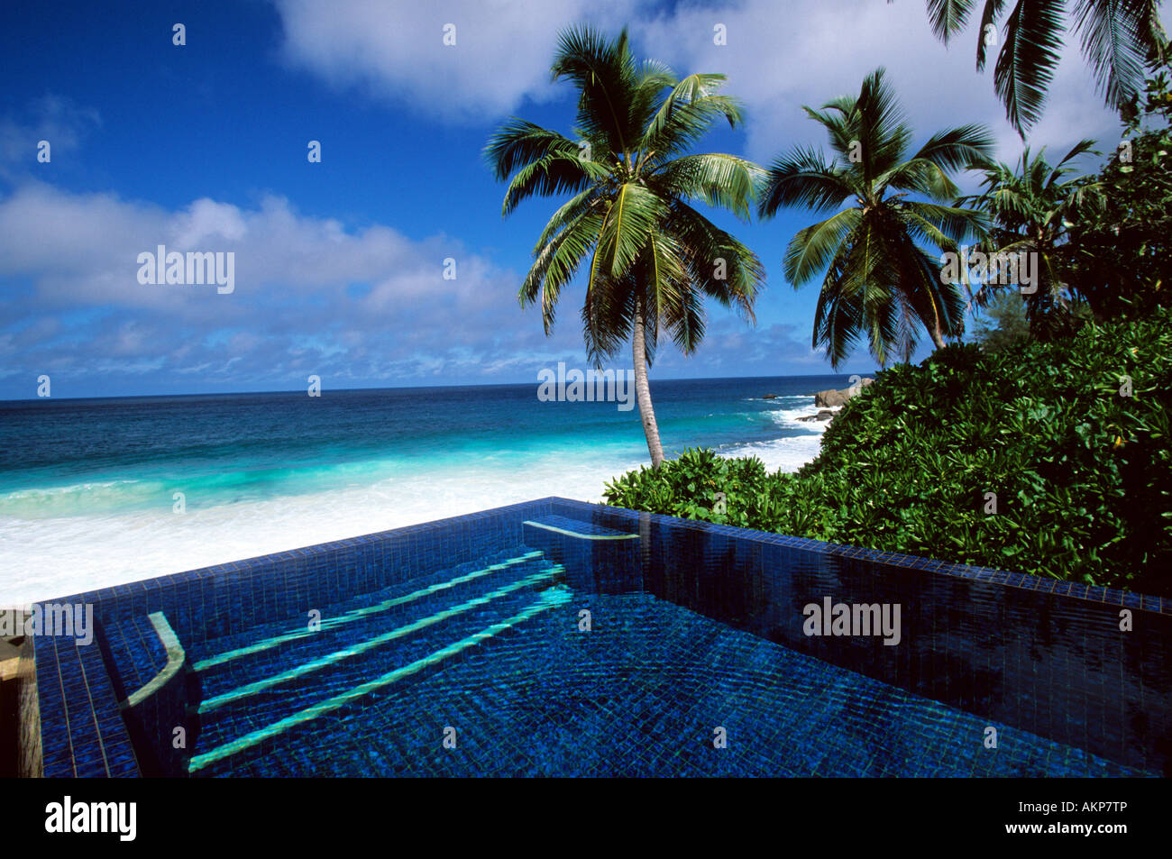 Seychelles, Mahe island, Banyan Tree Hotel, Anse Intendance Stock Photo ...