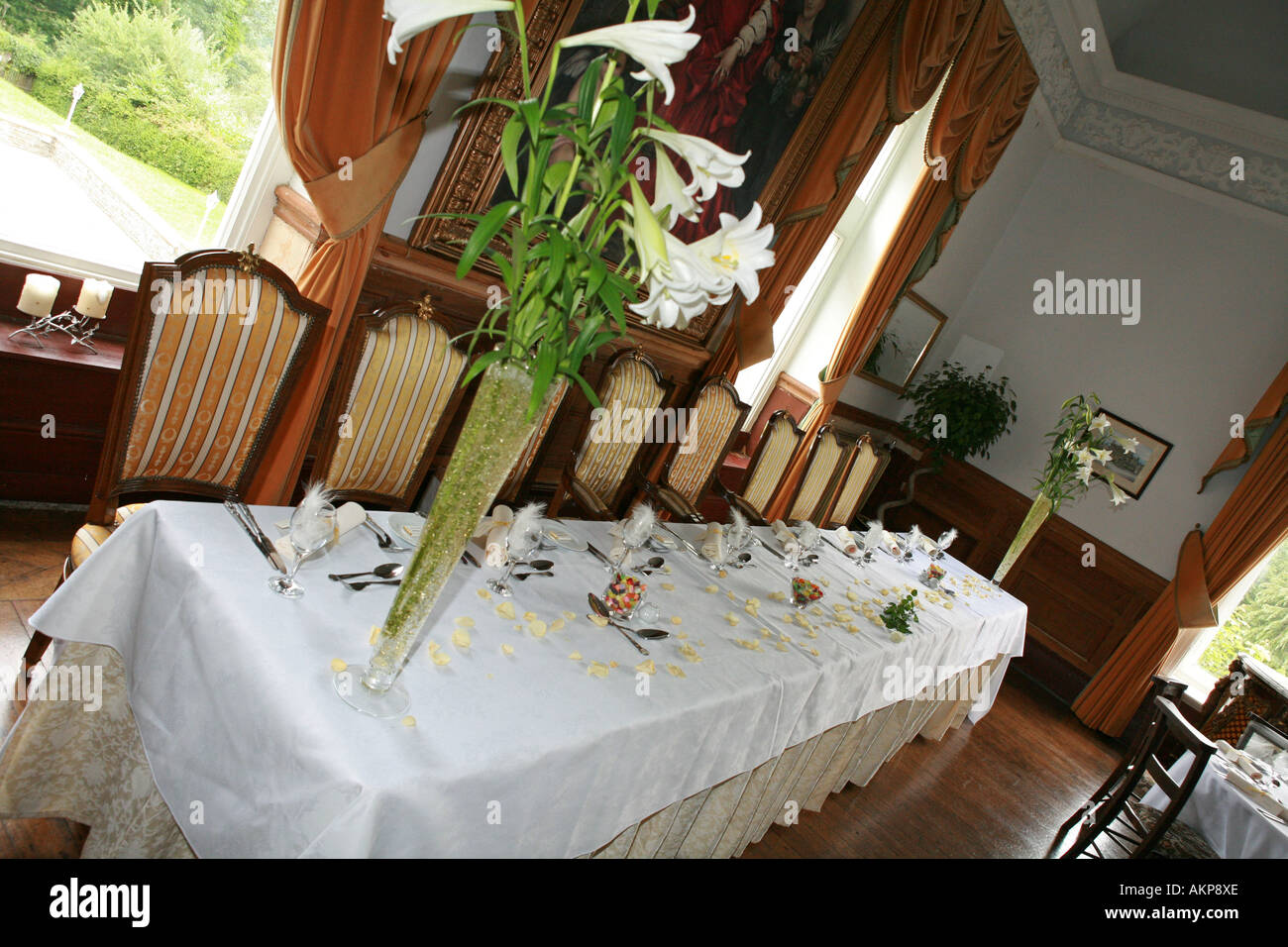 A traditional top table of a wedding reception breakfast in the UK ...
