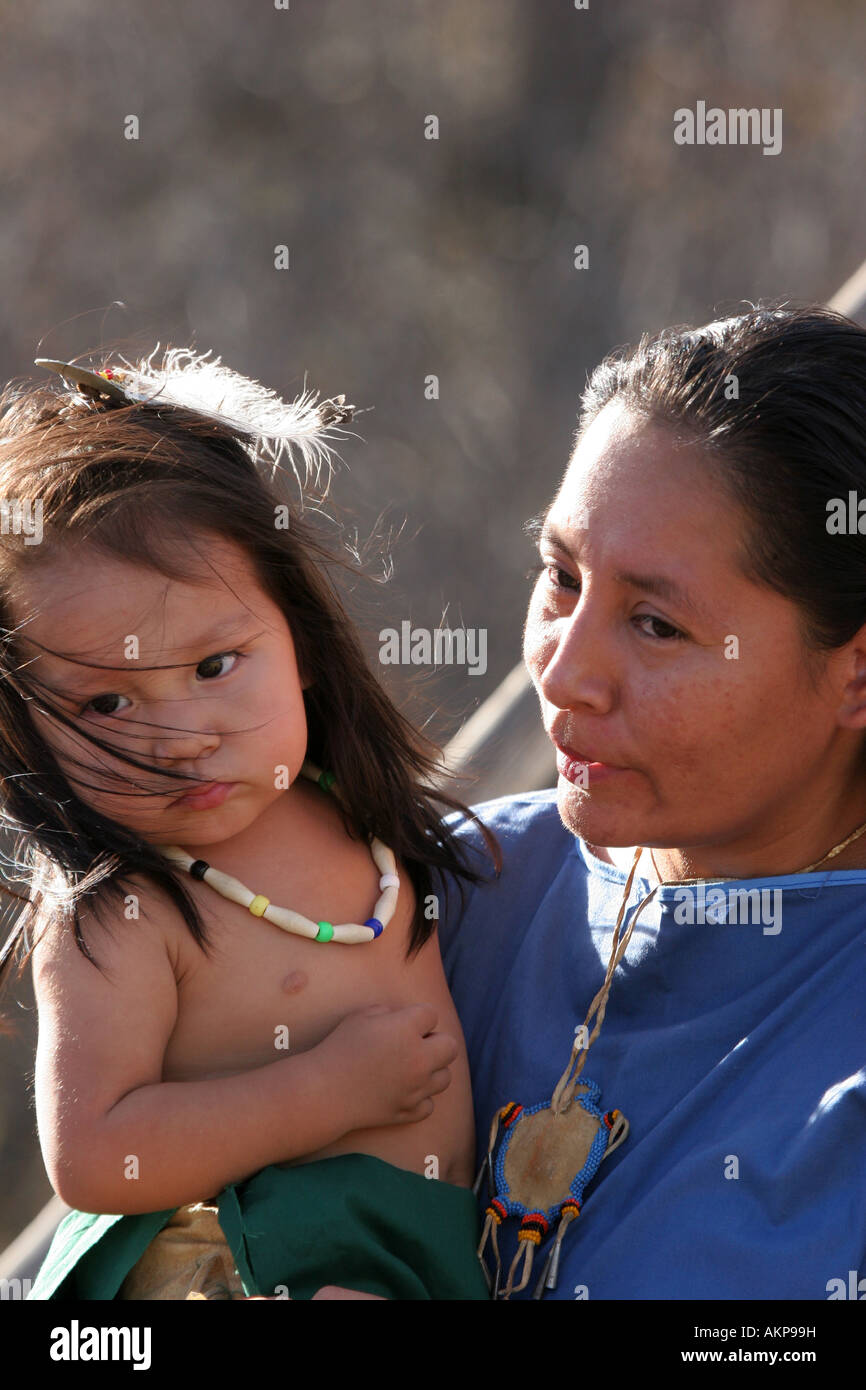 A Native American Indian mother holding her son Stock Photo - Alamy