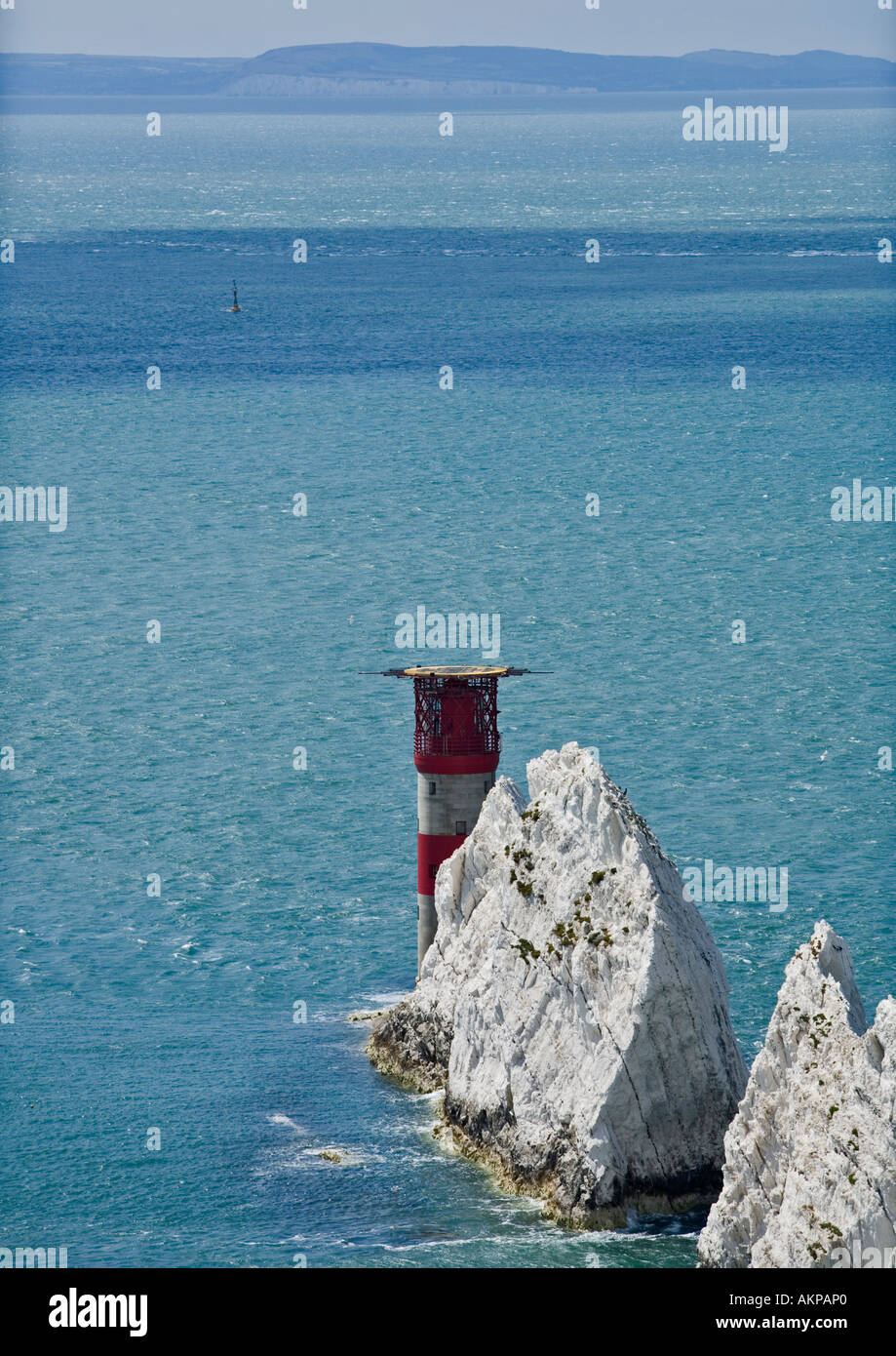 The Needles Isle of wight with trinity lighthouse and helipad with the ...