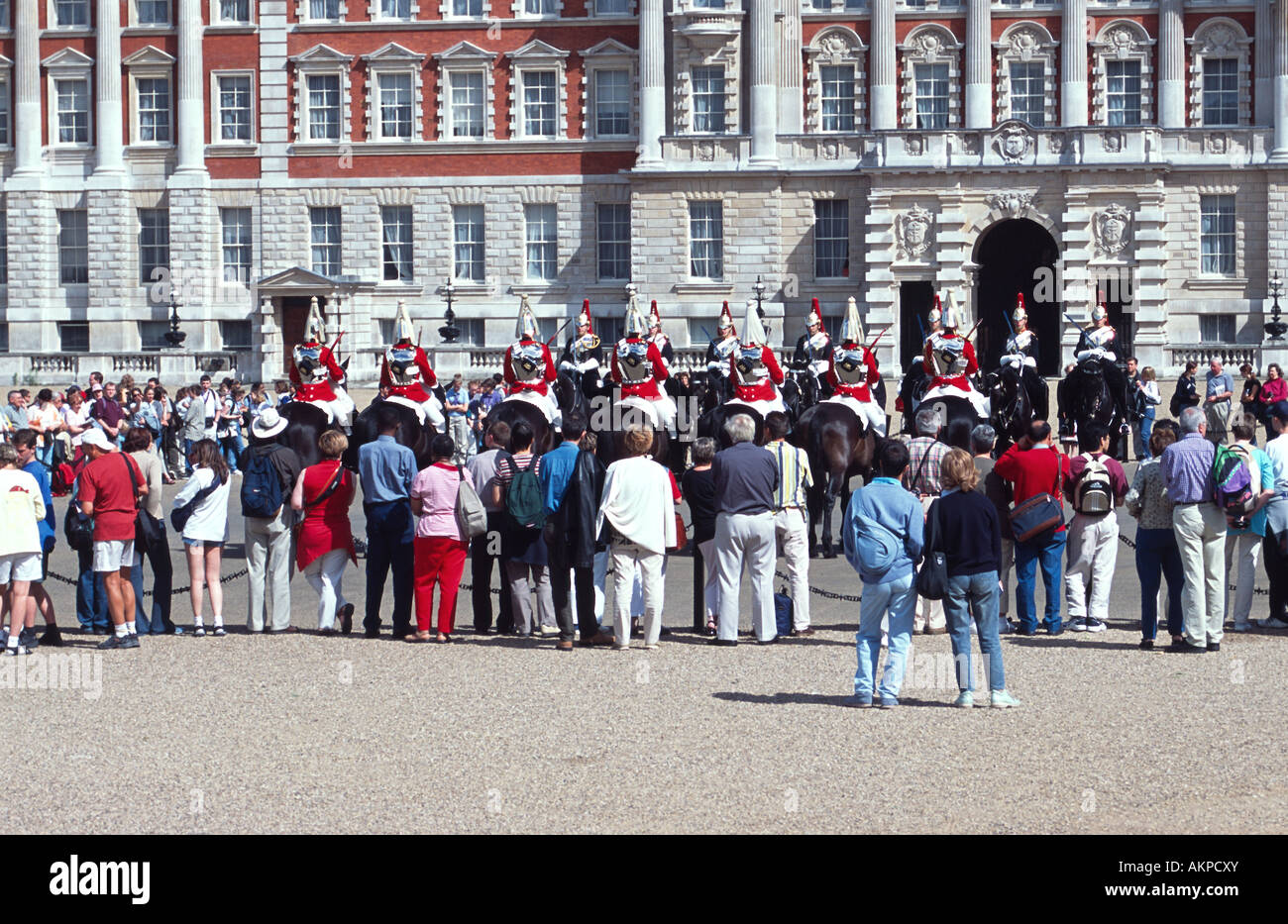 horseguards parade ground changing of the guard tourists london england ...