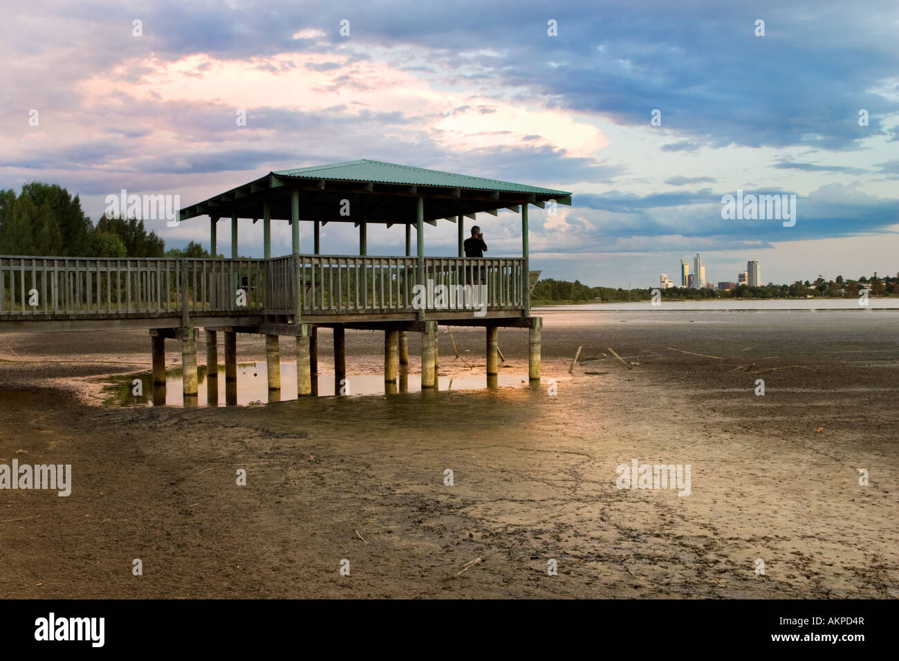 A lookout over a dry Lake Monger after months without rain. Perth ...
