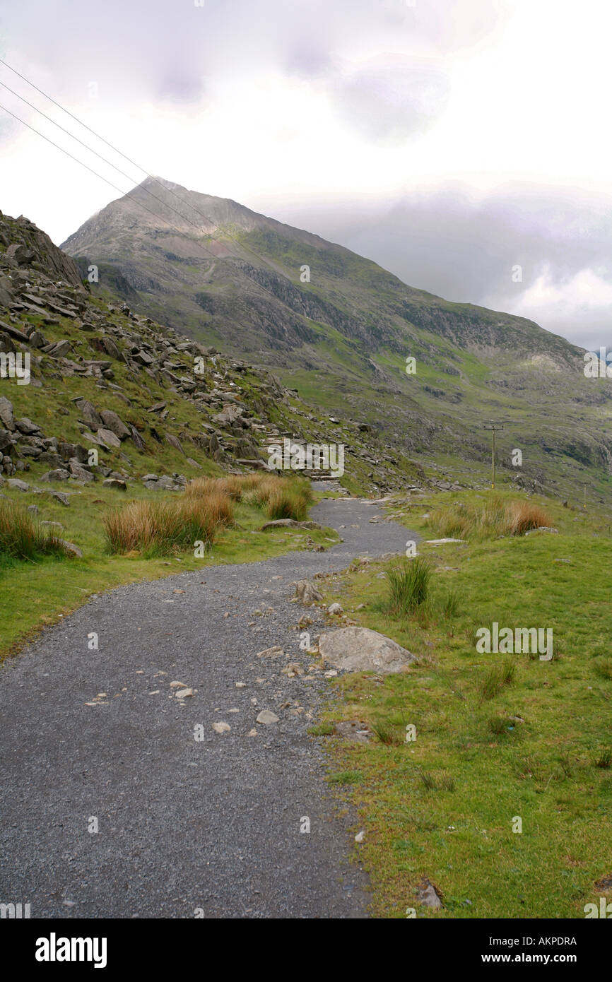 Main walking hiking rambling path up Mount Snowdon in the Snowdonia ...