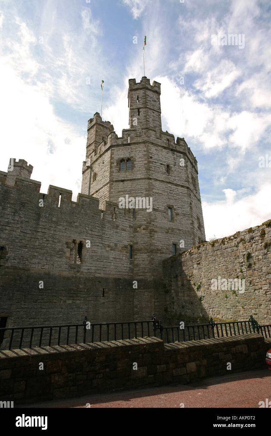 Well preserved restored tower ramparts and stone walls of famous ...