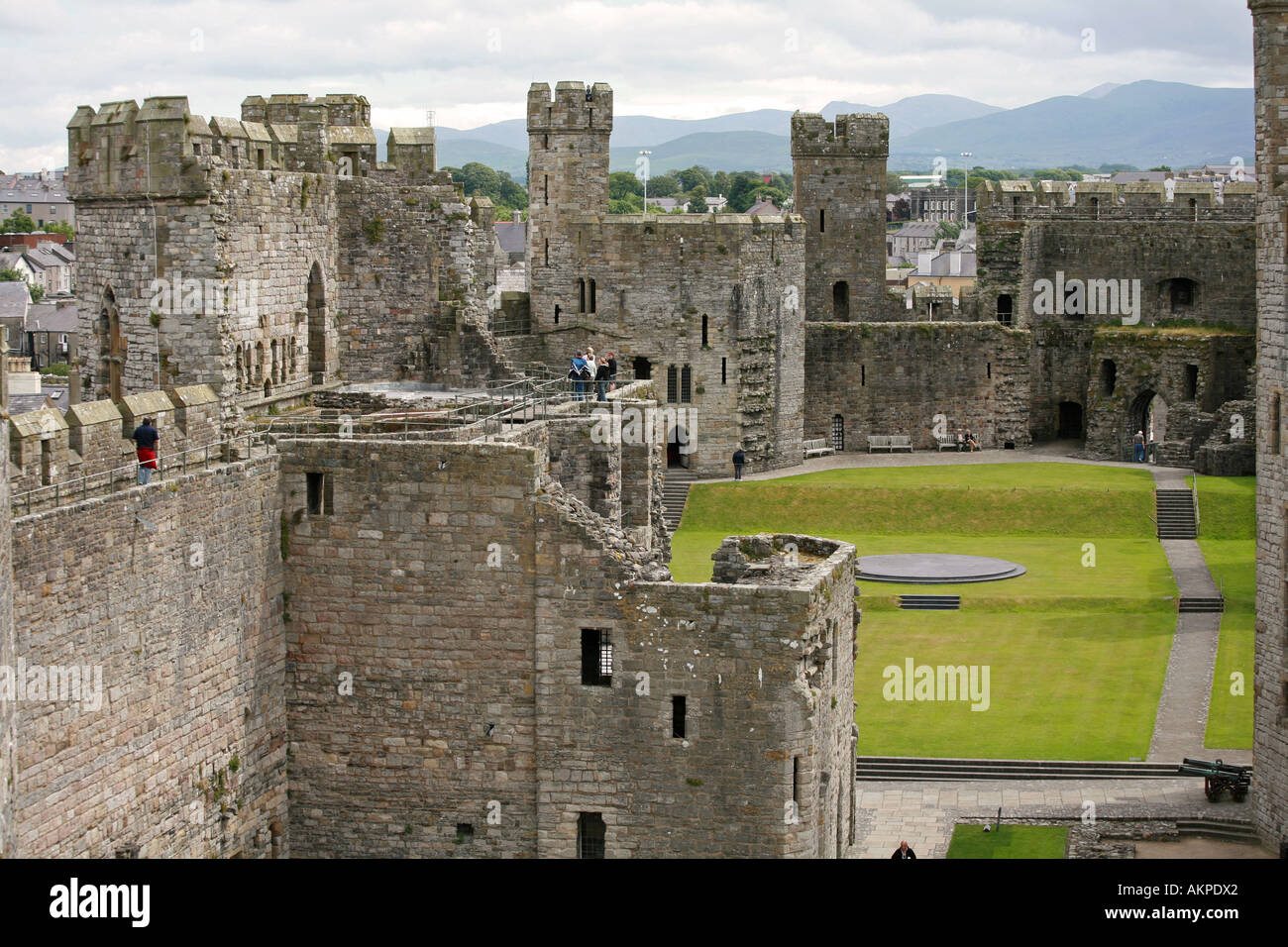 Aerial caernarfon castle gwynedd north wales hi-res stock photography ...