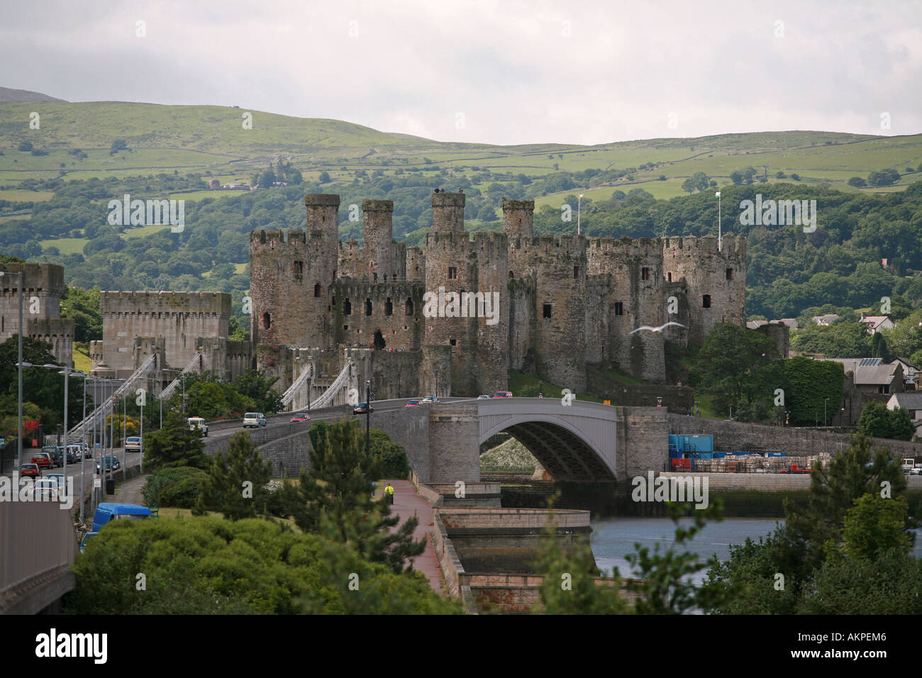 Majestic Conwy castle Snowdonia national park rolling countryside ...