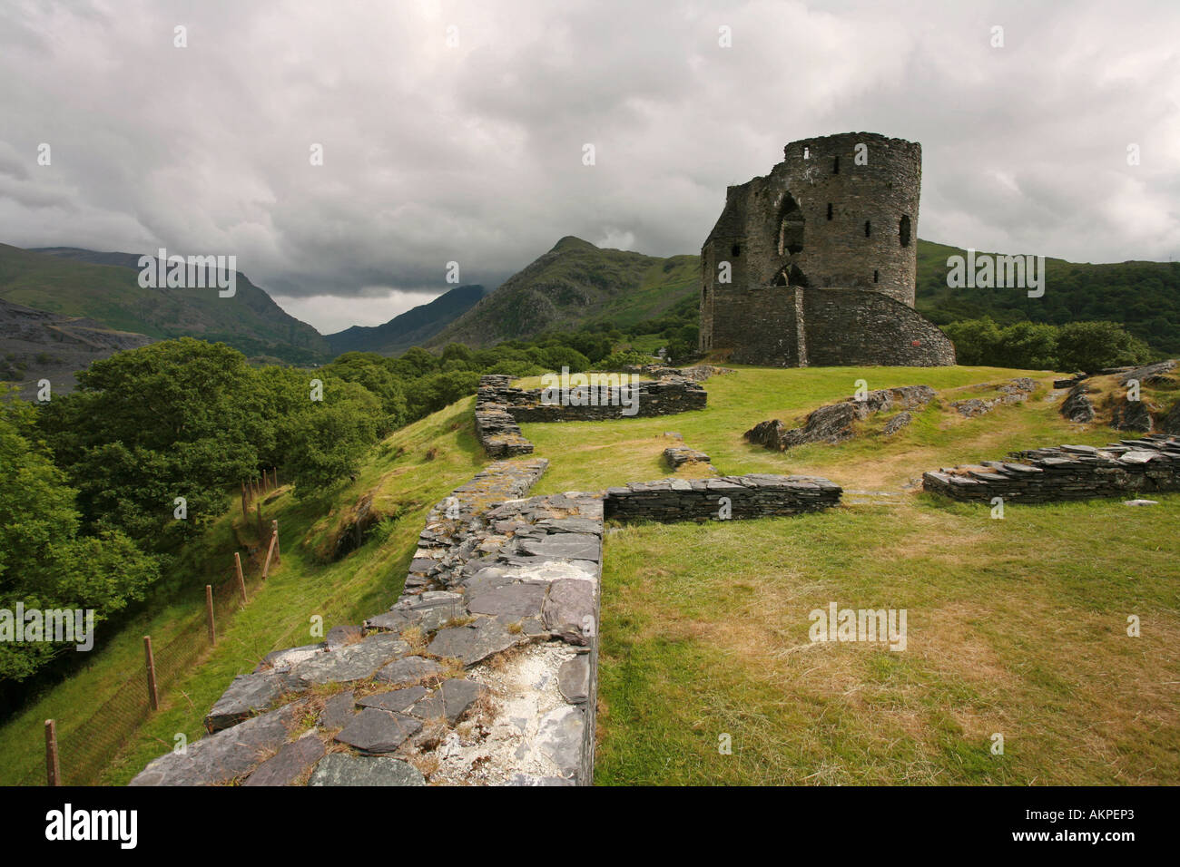 Dolbadarn Castle ruins remains with Mount Snowdon behind a popular ...