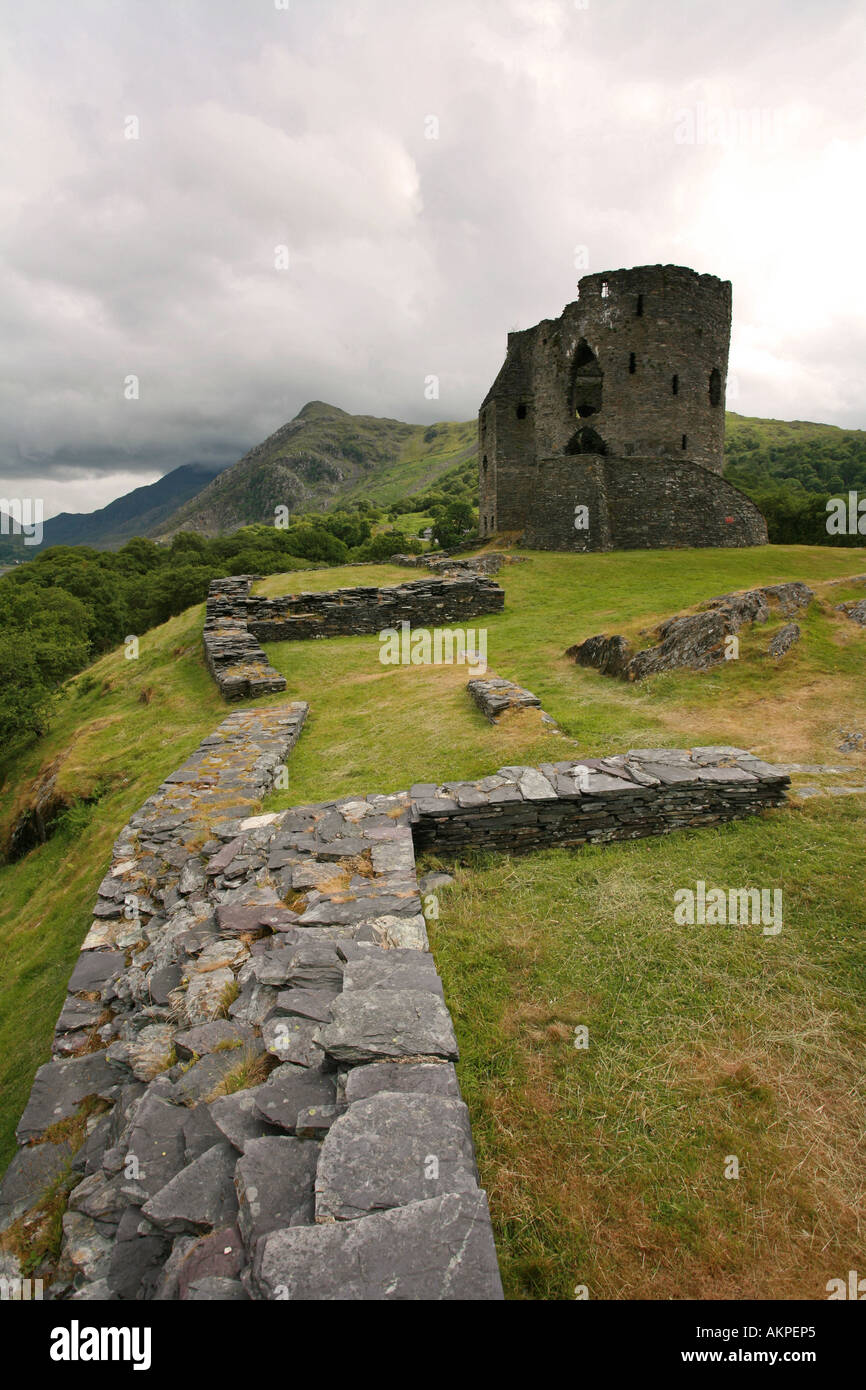 Dolbadarn Castle ruins remains with Mount Snowdon behind a popular ...