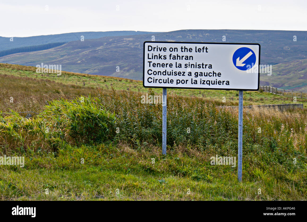 Drive on left sign at English Border with Scotland, though both drive ...