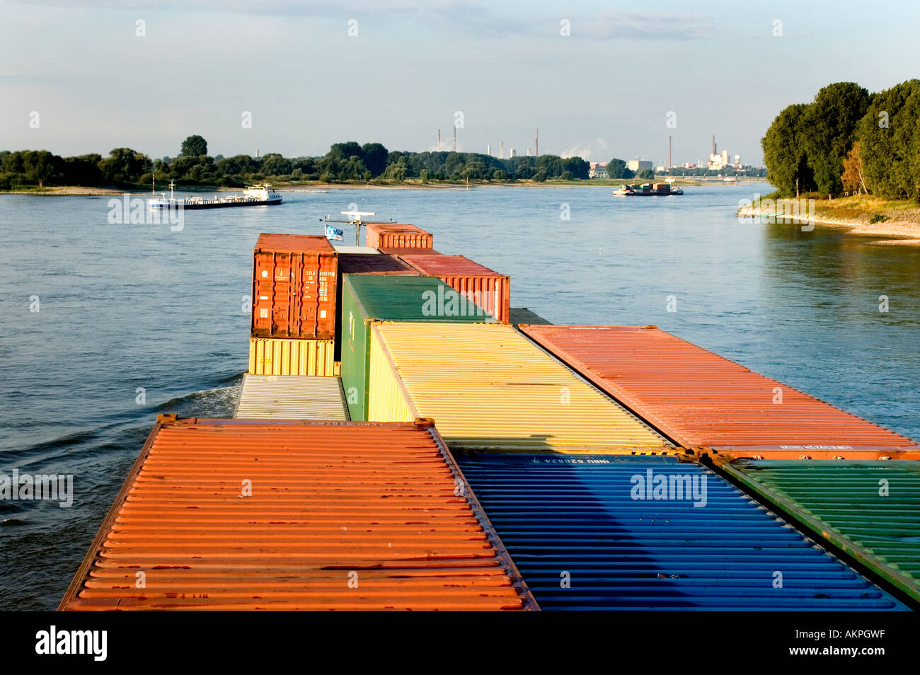 Bayer Rhine Germany container transport containers boat vessel german ...