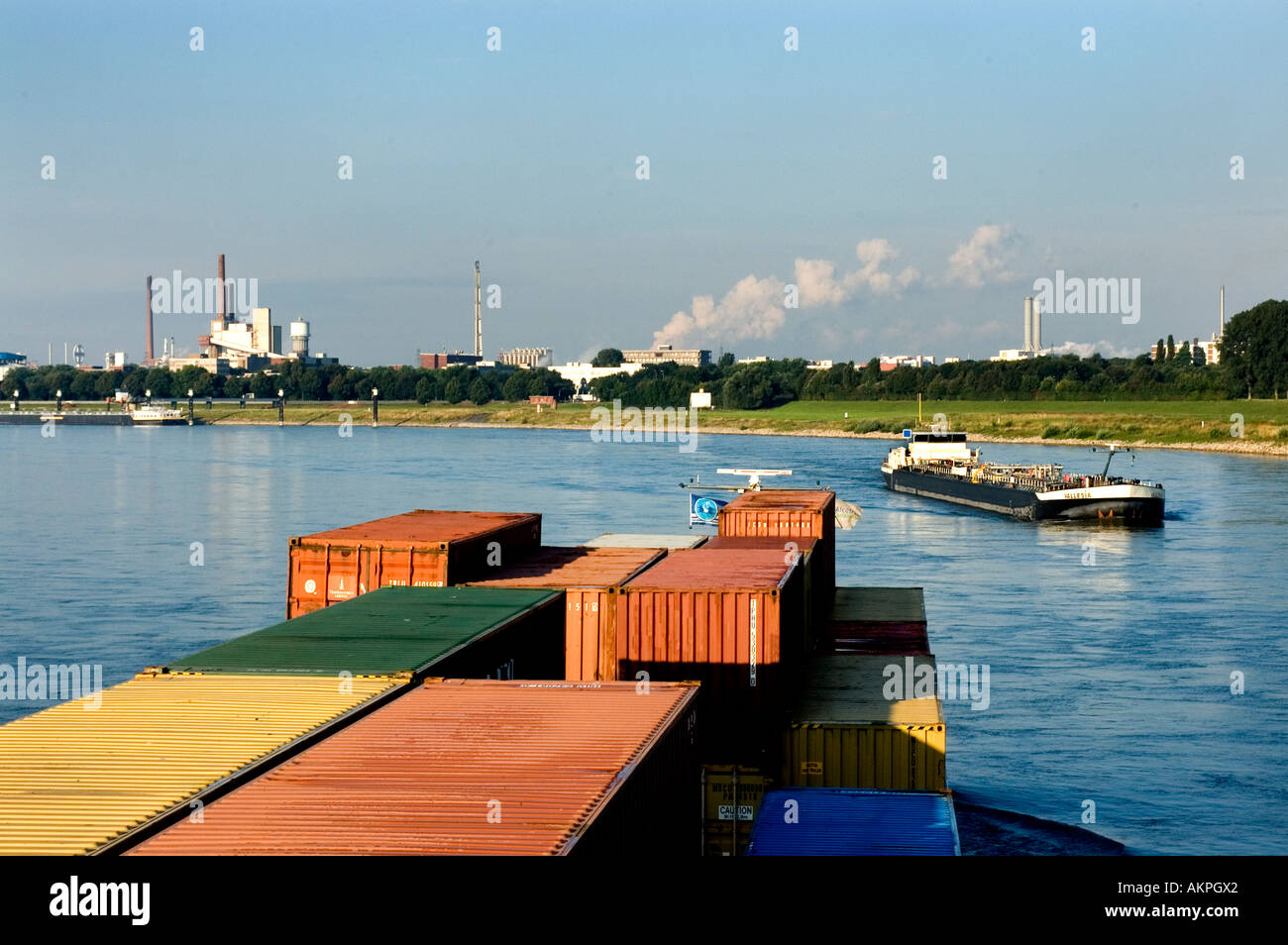 Bayer Rhine Germany container transport containers boat vessel german ...