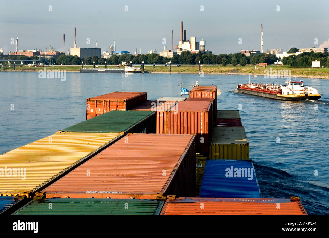 Bayer Rhine Germany container transport containers boat vessel german ...