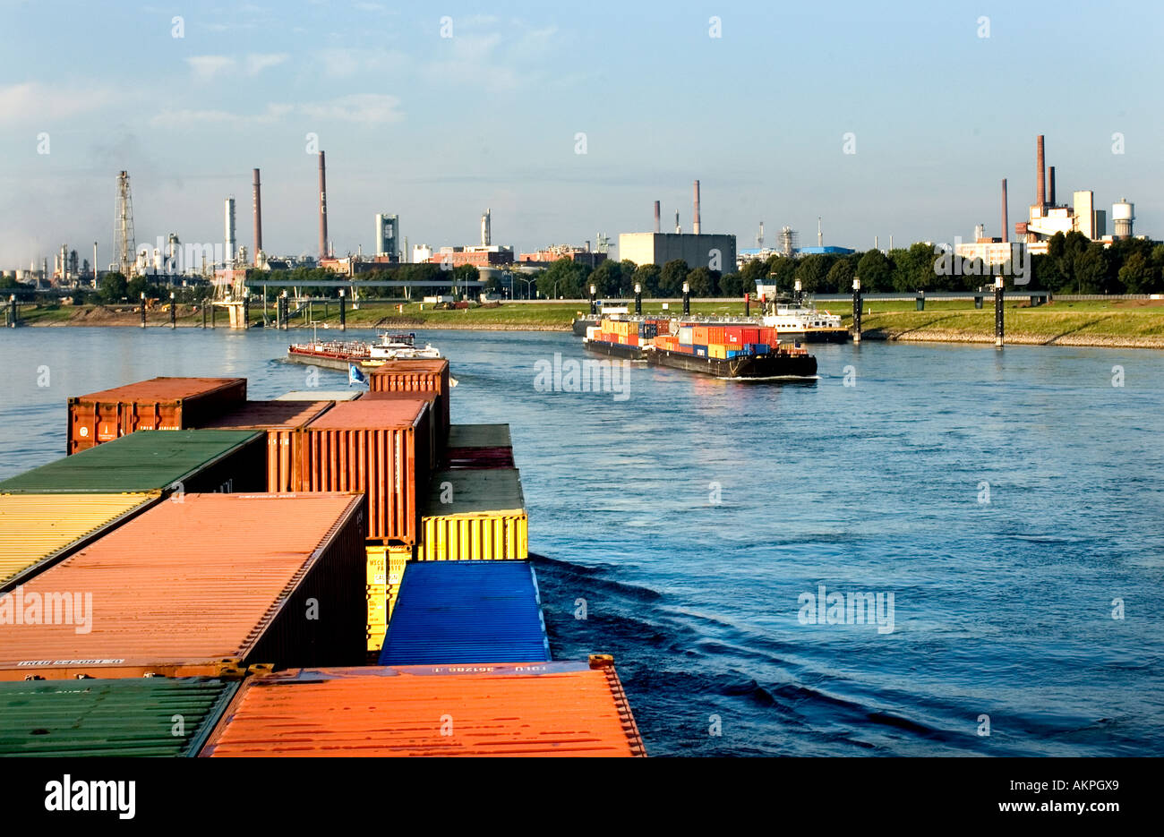 Bayer Rhine Germany container transport containers boat vessel german ...