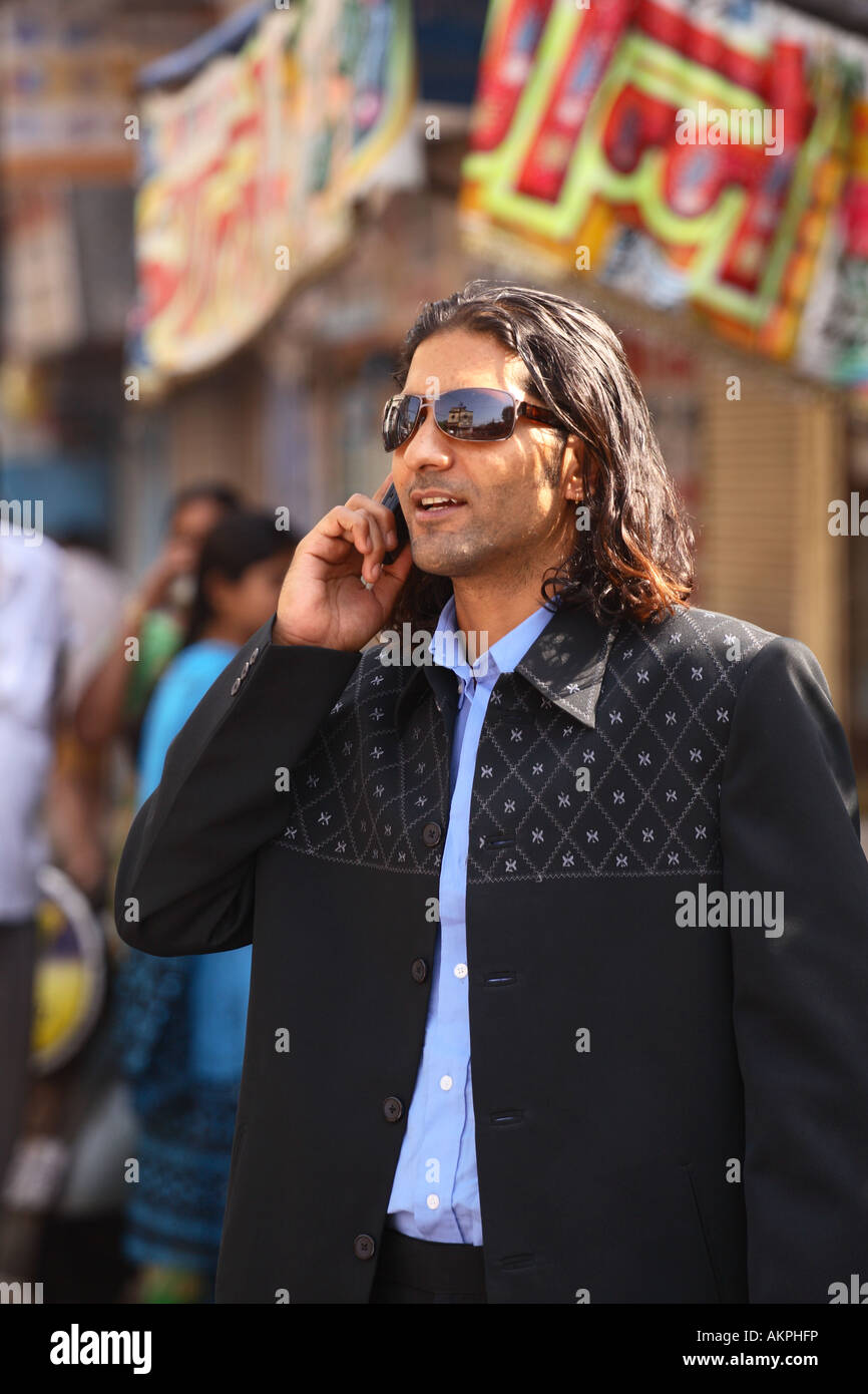 A young Indian Businessman talks on his phone in Delhi, India Stock ...