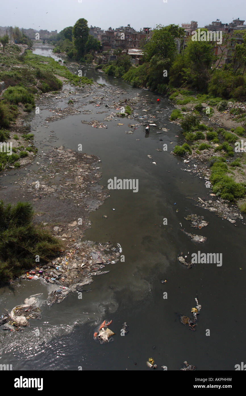 This is photograph of severely polluted river in kathmandu hi-res stock ...