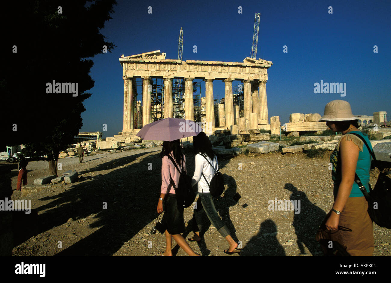 Athens tourists visiting the Parthenon temple on the Acropolis Stock Photo - Alamy