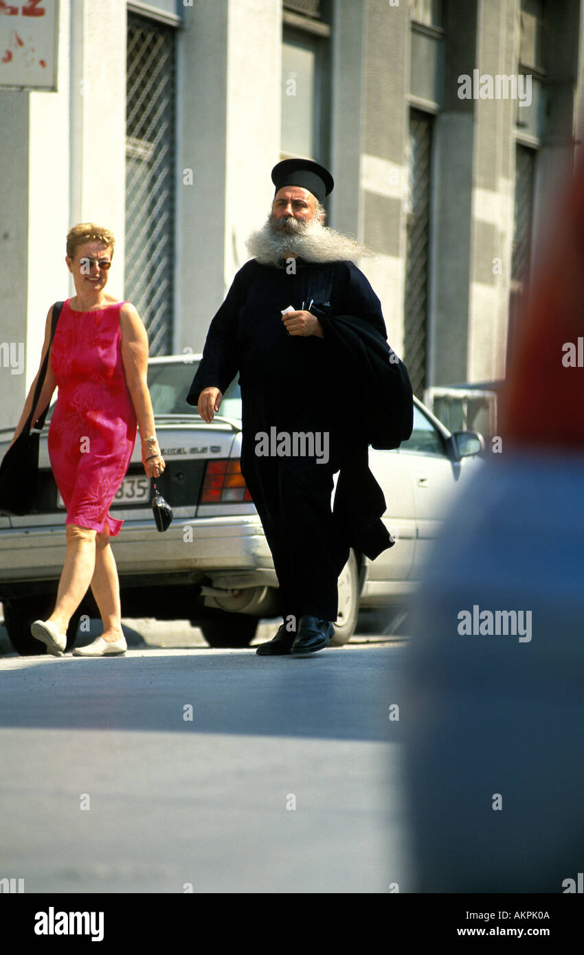 Athens greek orthodox priest Stock Photo - Alamy