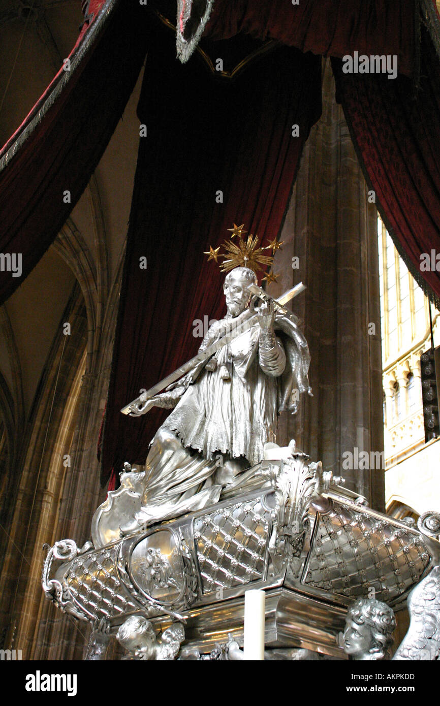 Tomb decoration of St John Nepomuk inside St Vitus Cathedral Prague ...