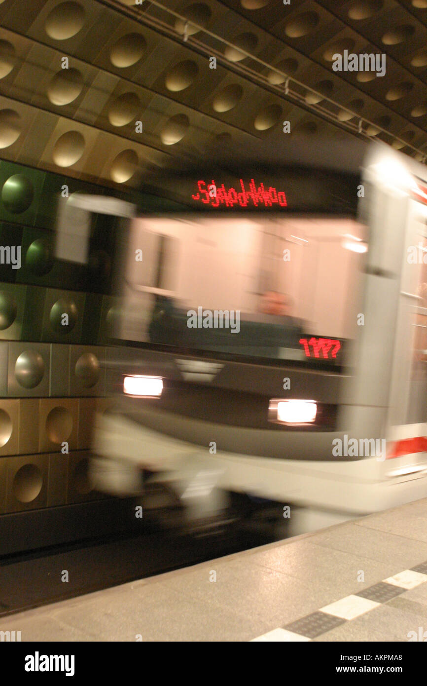train coming into underground station in prague Stock Photo - Alamy
