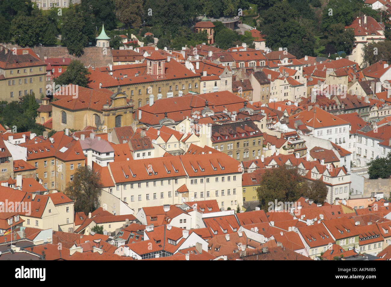 aerial view of buildings in mala strana and hradcany in prague from ...