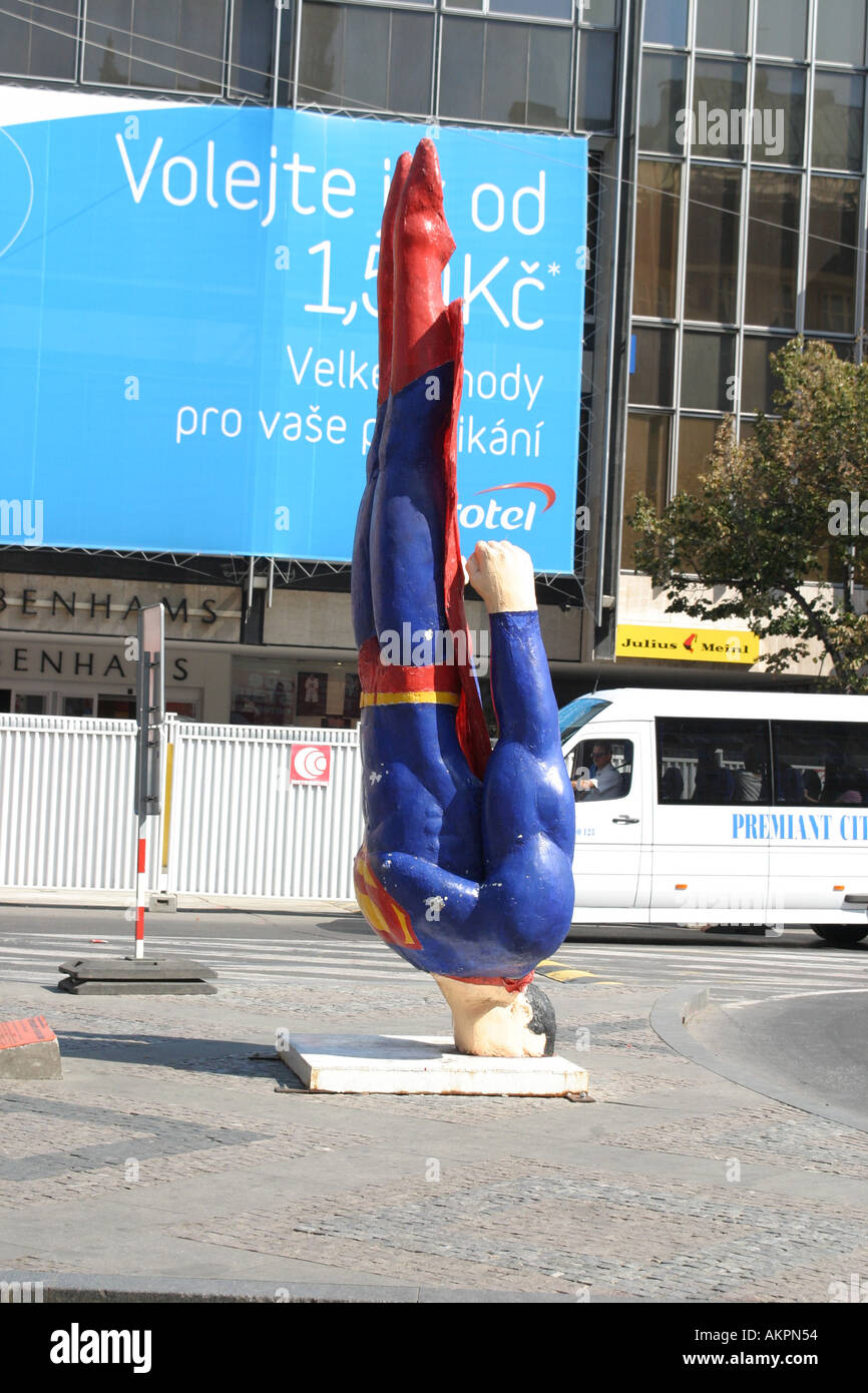 superman having a bad day, art in prague Stock Photo - Alamy