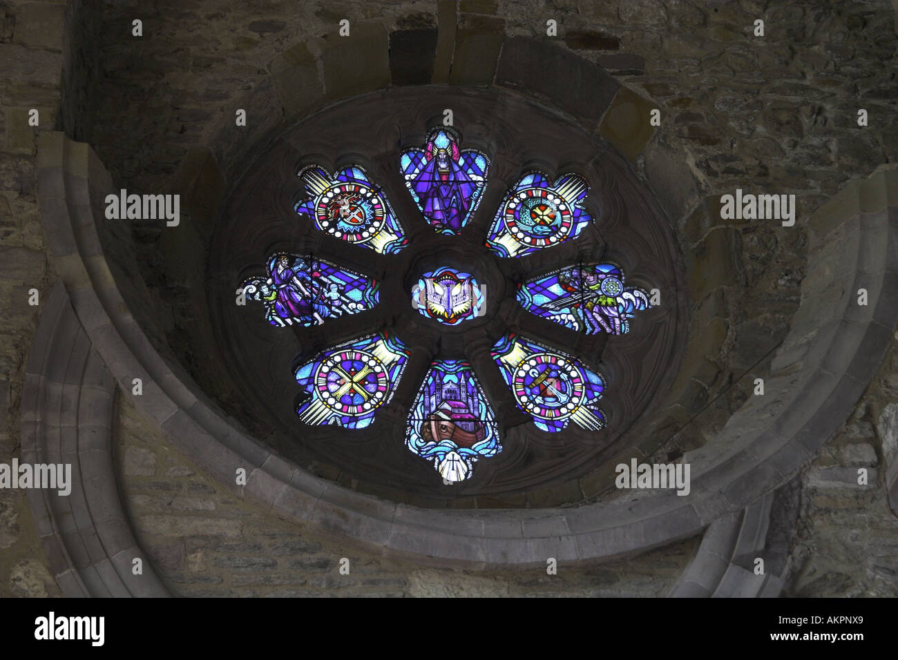 Stained glass window, St Davids Cathedral Stock Photo - Alamy