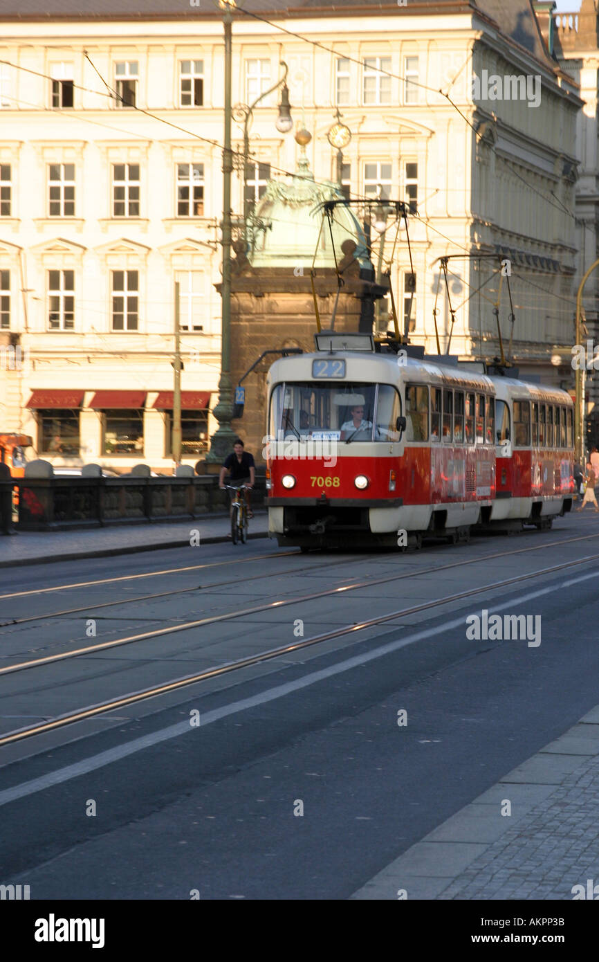 tram on the mass transit system prague Stock Photo - Alamy