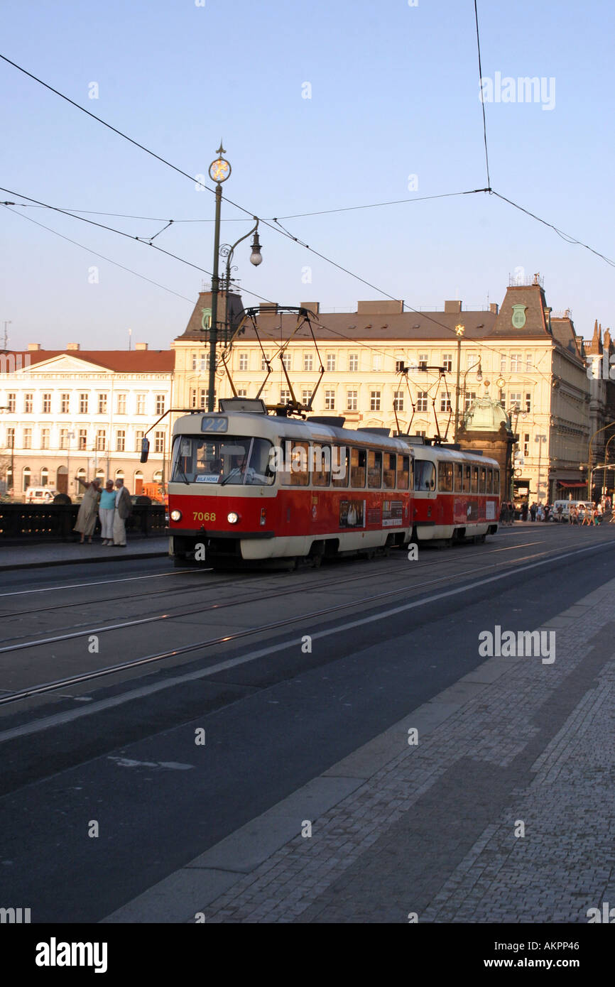 tram on the mass transit system prague Stock Photo - Alamy