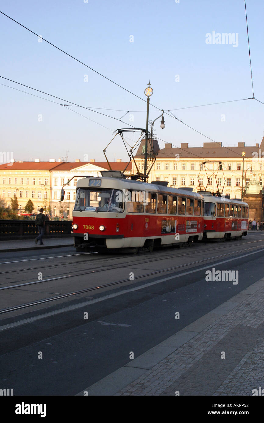 tram on the mass transit system prague Stock Photo - Alamy