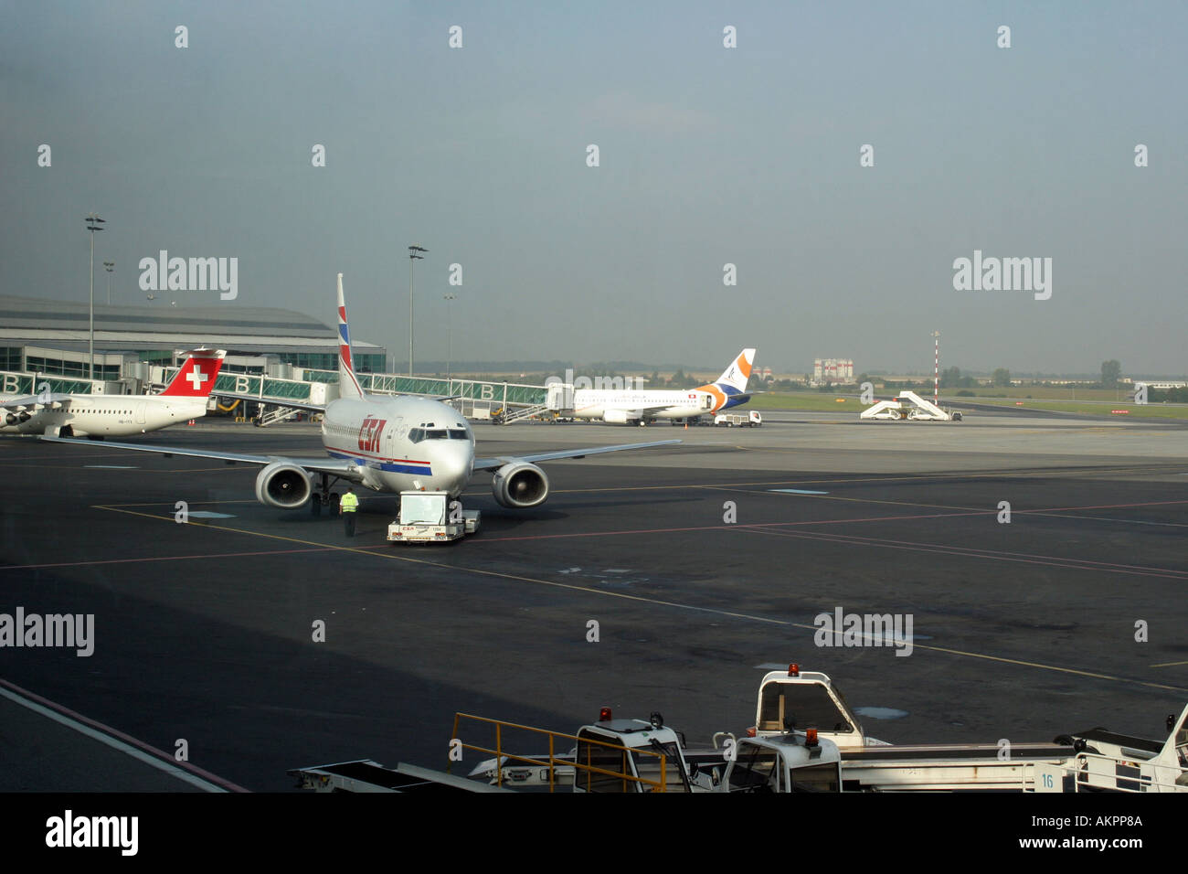 aircraft taxing on tarmac in prague airport Stock Photo - Alamy