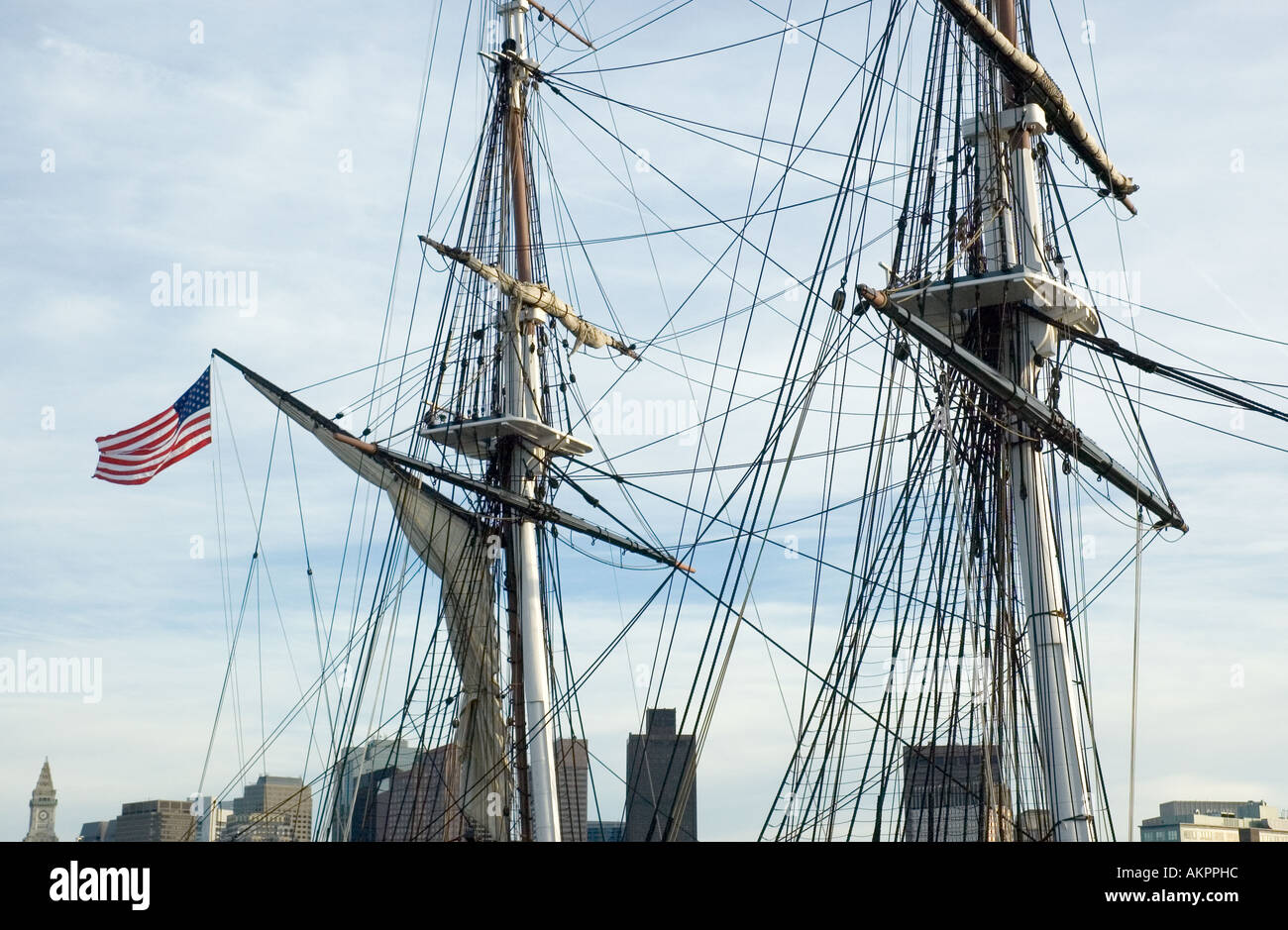 Masts of the U.S.S. Constitution in Charlestown Naval Shipyard in ...