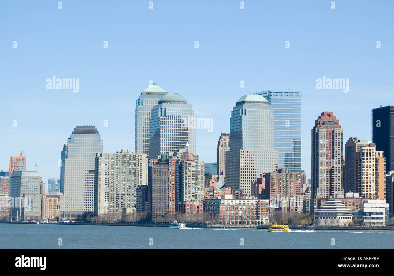 A view of southern Manhattan from the Liberty Island Ferry Stock Photo ...