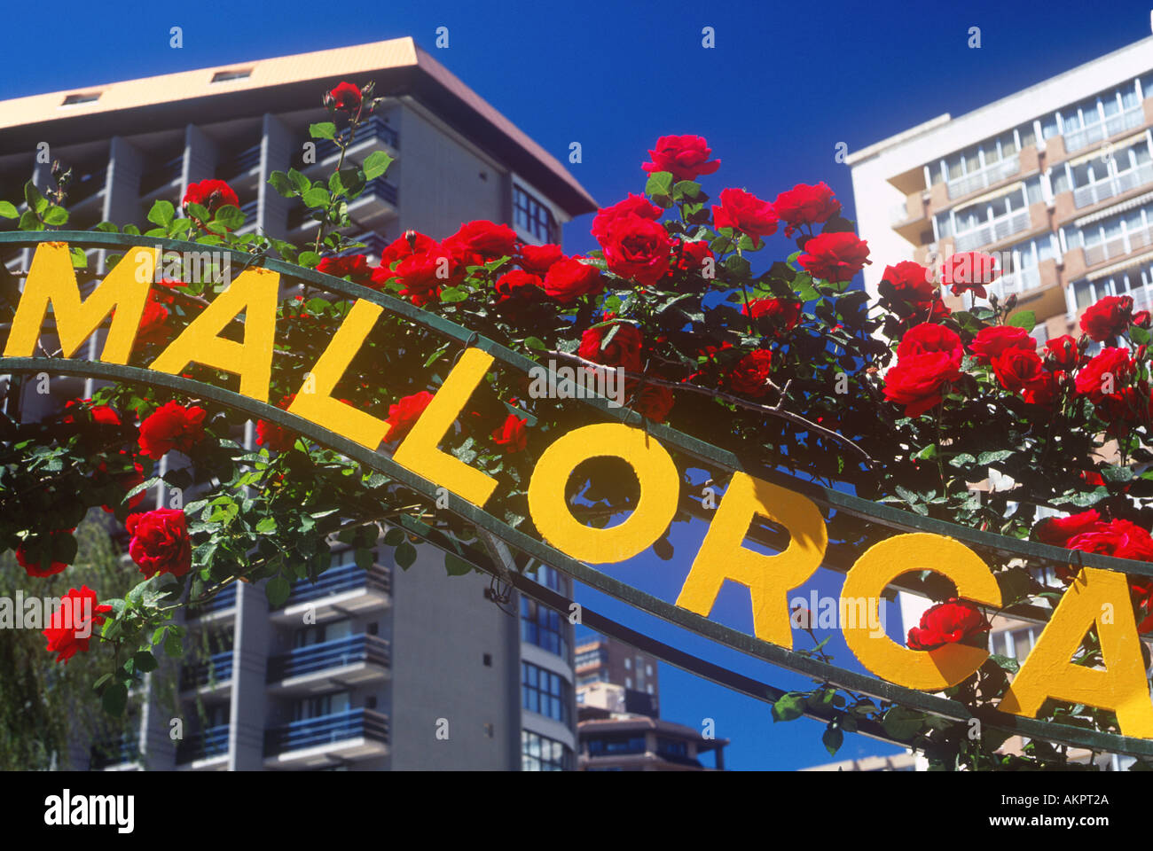 Mallorca Sign Hotels Benidorm Southern Spain Stock Photo - Alamy