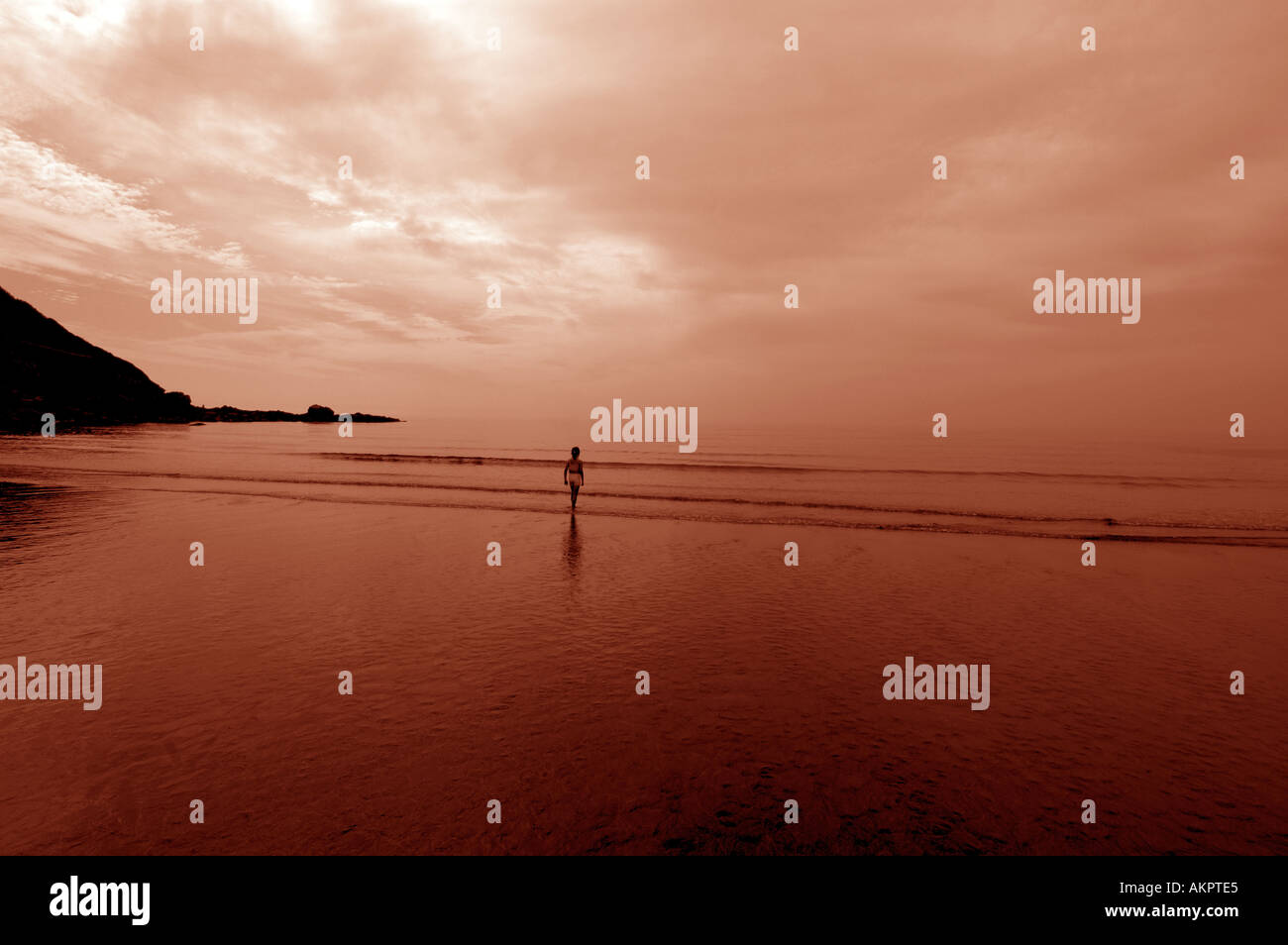 Beach In Sepia Stock Photo - Alamy